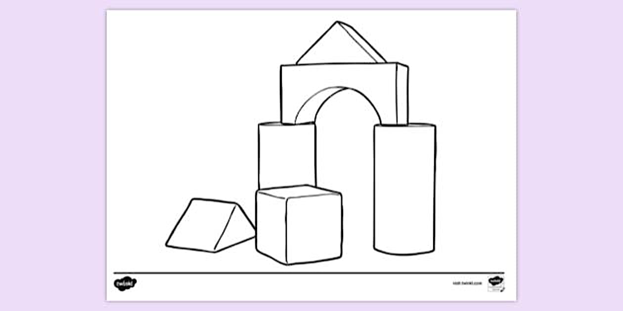Wooden Blocks Colouring Sheet (teacher made) - Twinkl