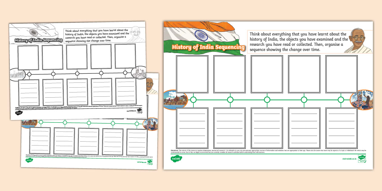 * NEW * History of India Sequencing Worksheet - Twinkl