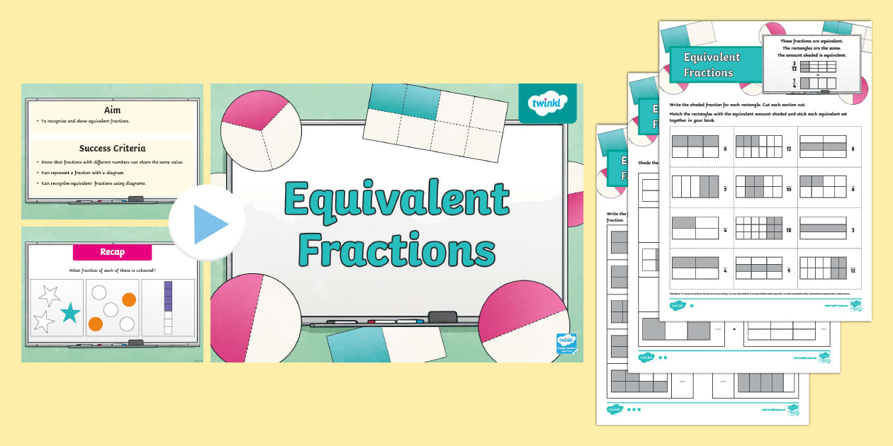 Equivalent Fractions PowerPoint with Worksheets - Twinkl
