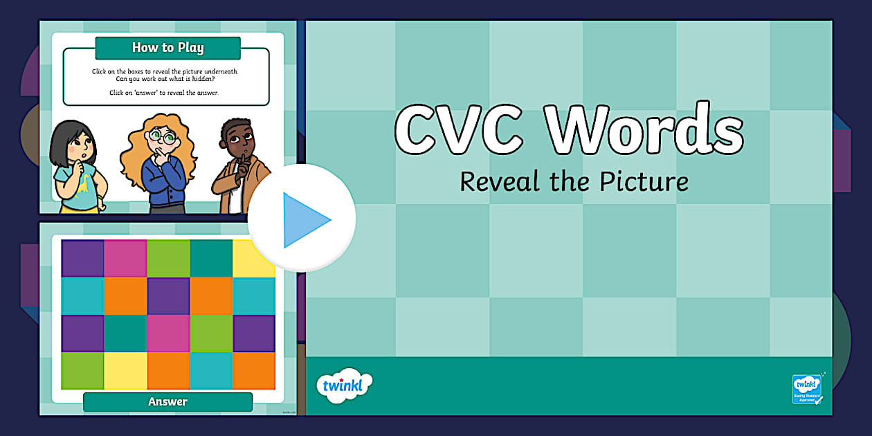 CVC Words Reveal the Picture PowerPoint (teacher made)