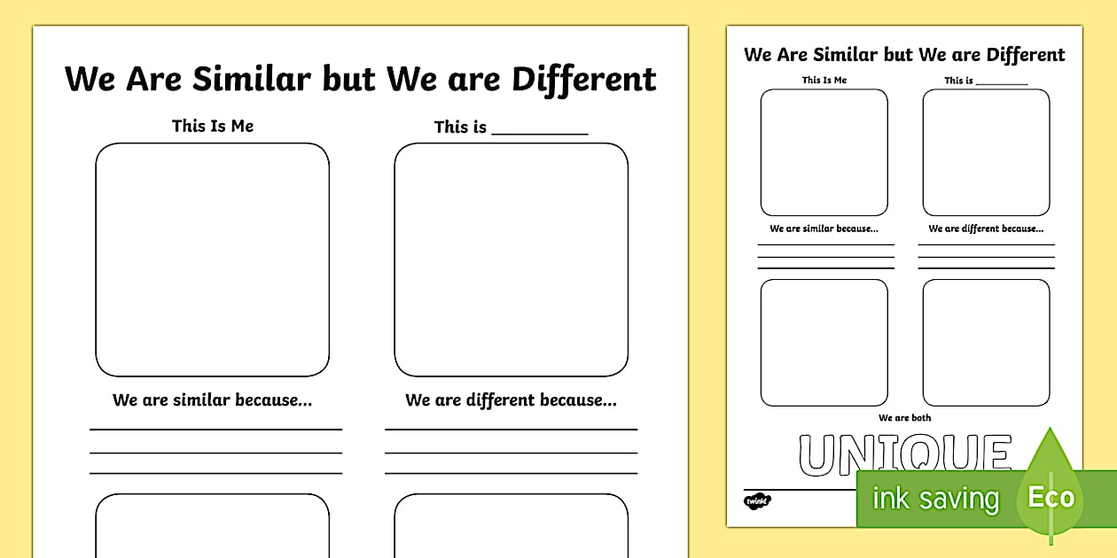 We Are Similar But We Are Different Worksheet (teacher made)