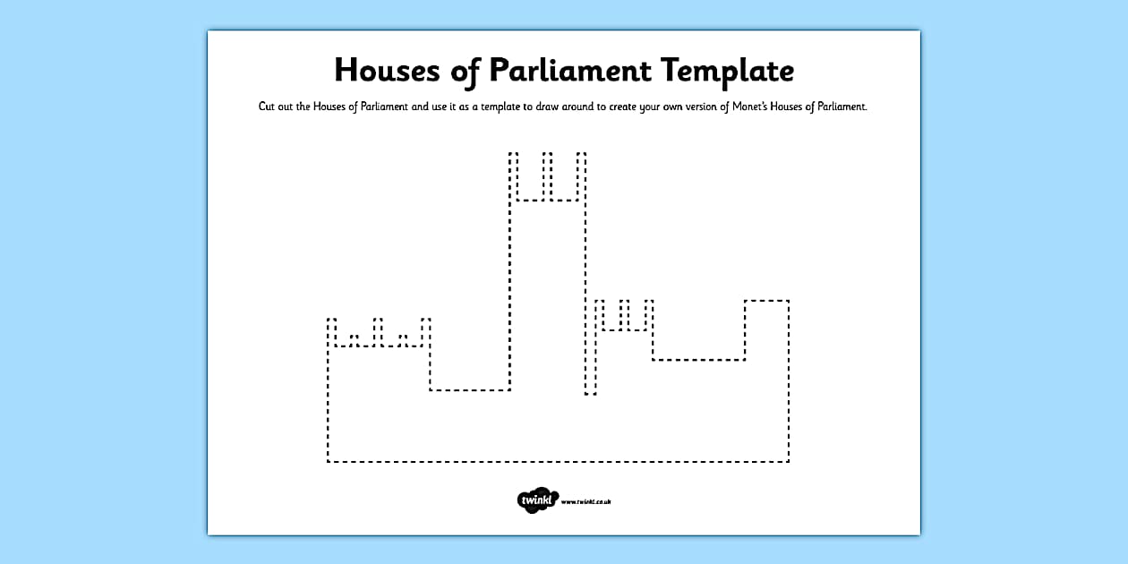 Houses of Parliament Template Worksheet / Worksheet - Twinkl