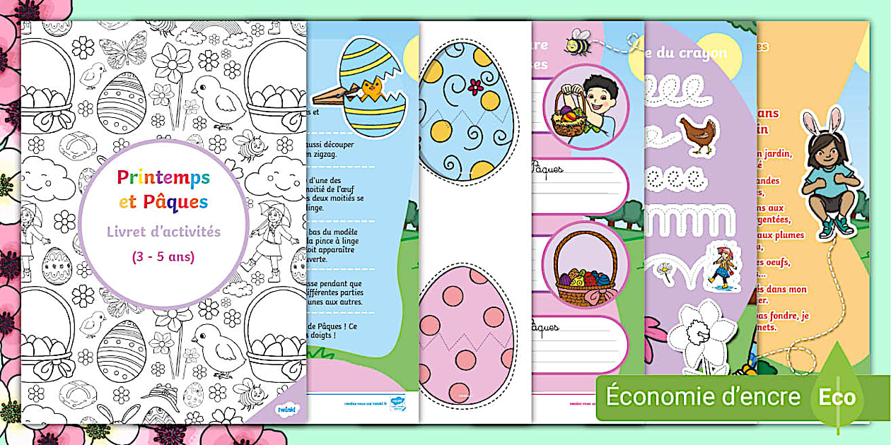 Livret d'activités du printemps et de Pâques : 3-5 ans