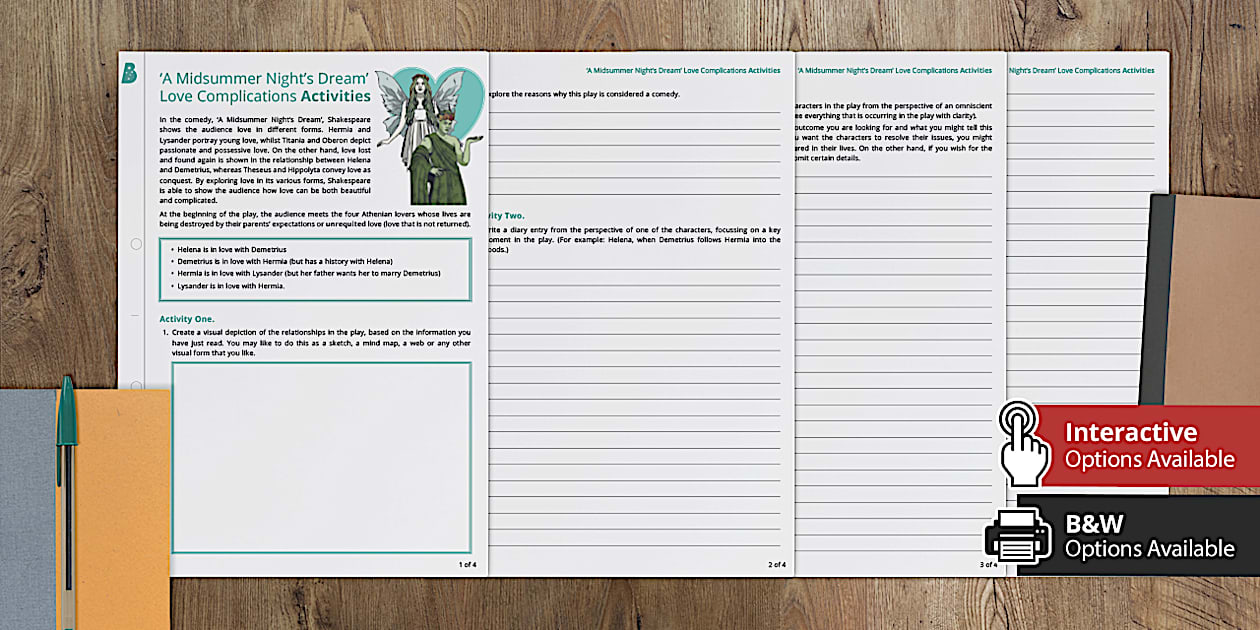 'A Midsummer Night's Dream' Love Complications Activities