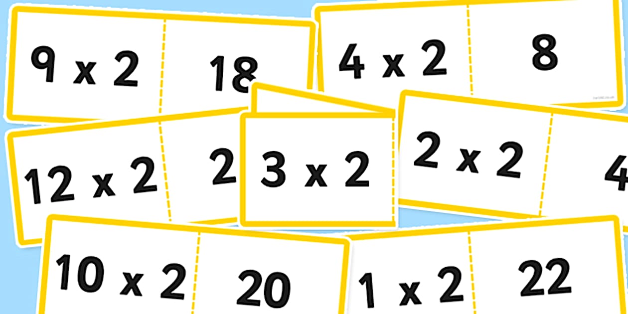 2 Times Tables Cards Romanian Translation - Twinkl