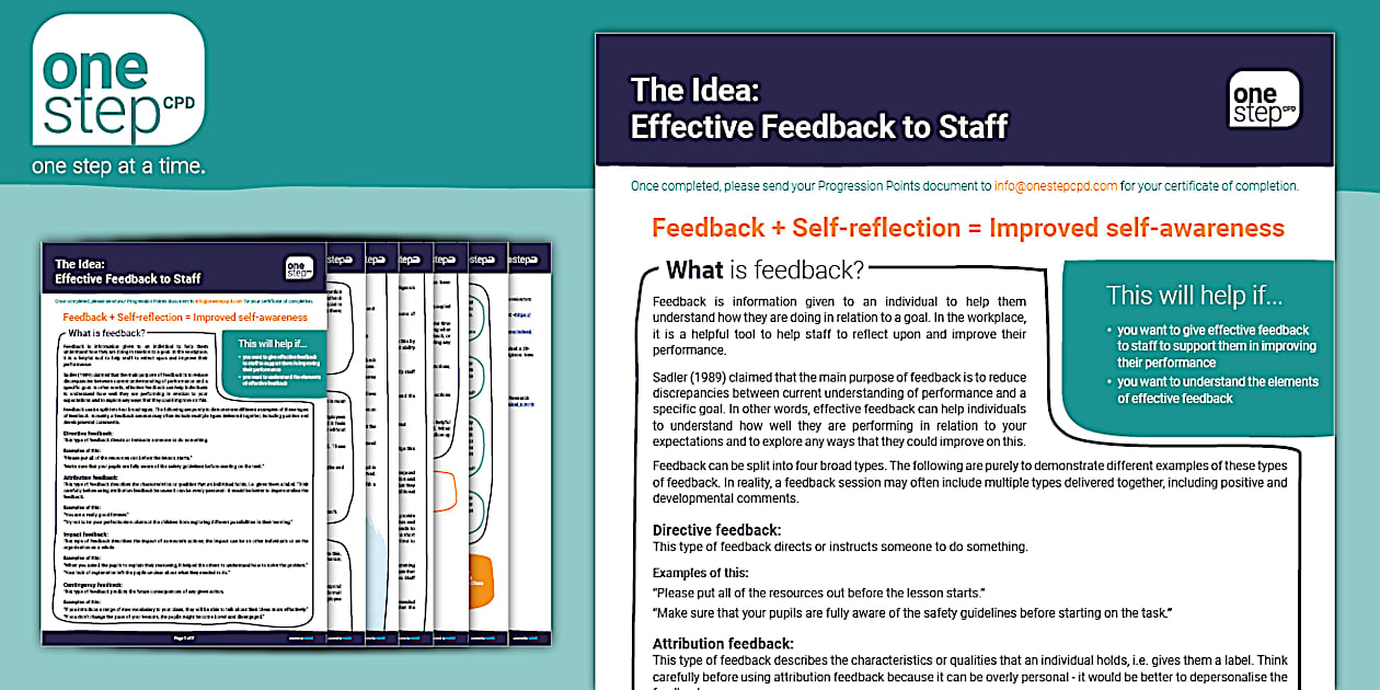 CPD: Effective Feedback to Staff - OneStep - Twinkl