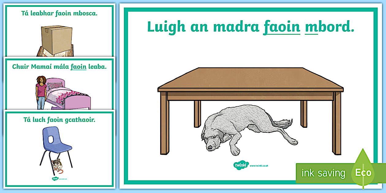Gramadach na Gaeilge | Faoin Display Posters | - Twinkl
