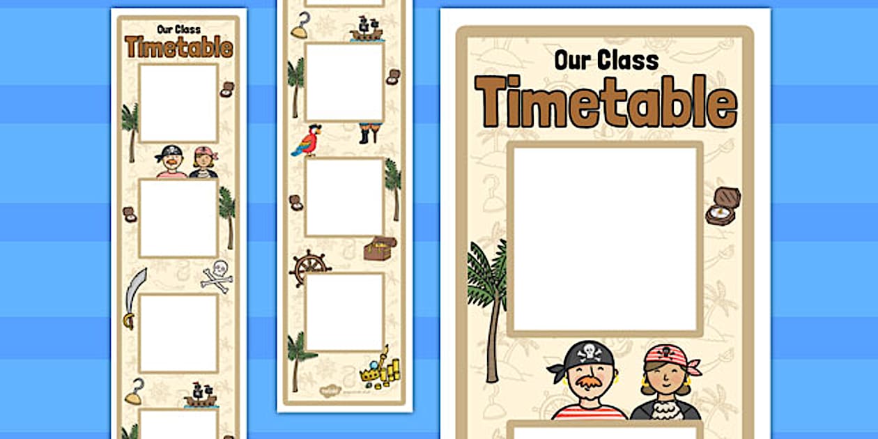Editable Pirate Themed Vertical Visual Timetable Display