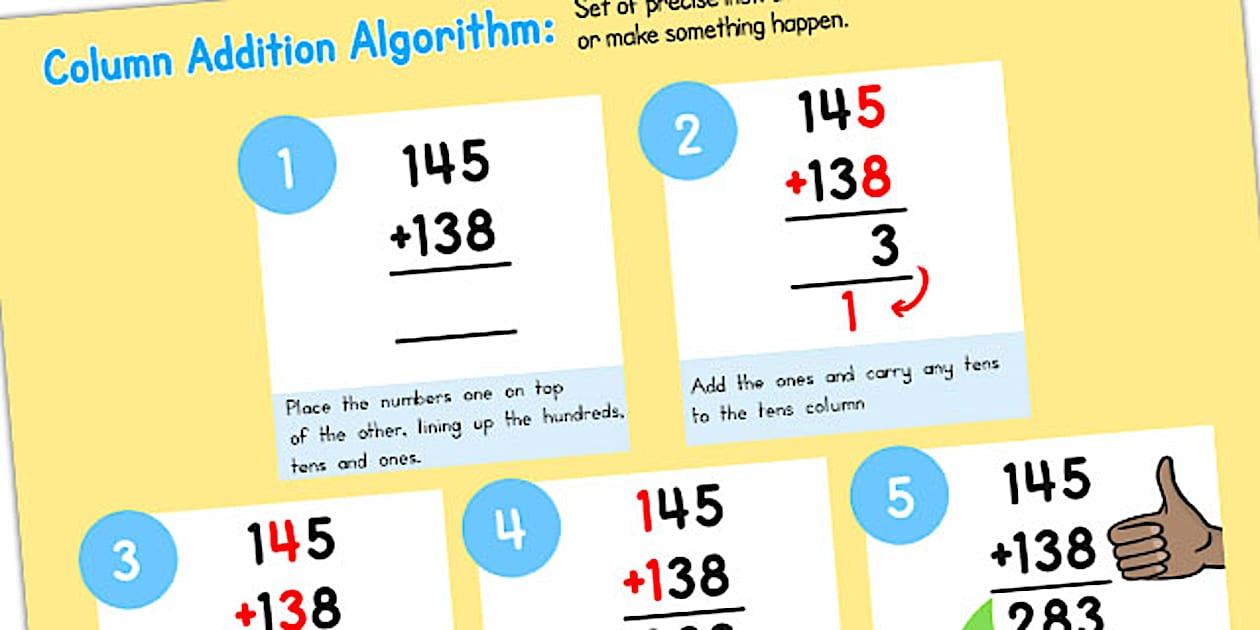 Add Algorithm Computing Curriculum Poster 3 Digits - australia