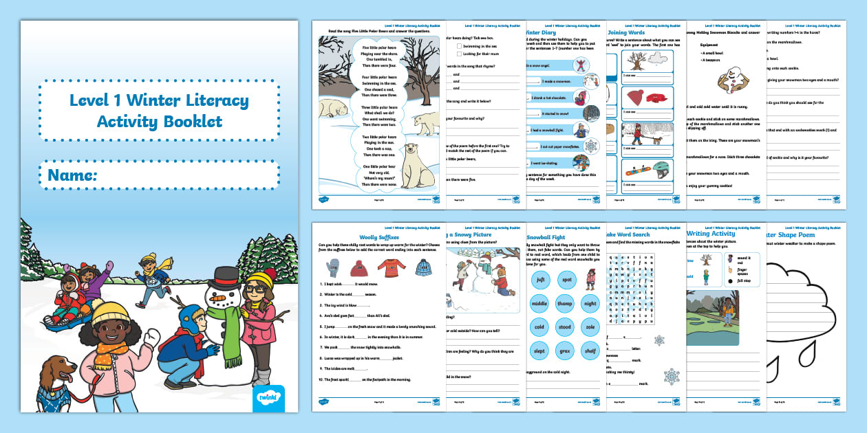 Level 1 Winter Literacy Activity Booklet (teacher made)
