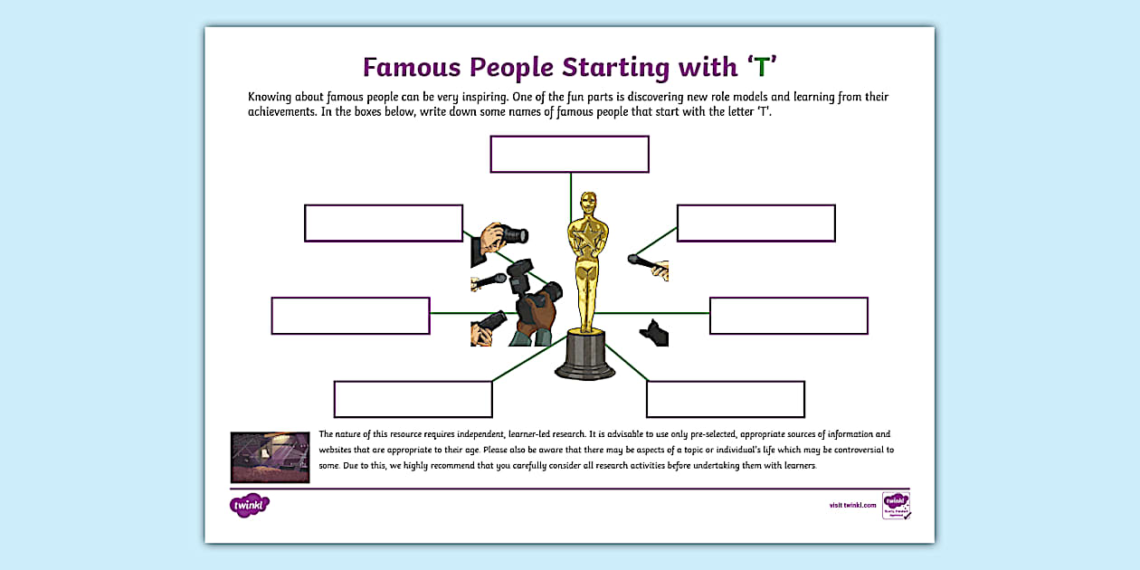 Famous People Starting with 'T' Activity (Teacher-Made)