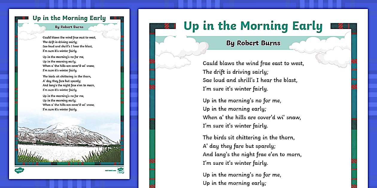 Up in the Morning Early Robert Burns Poem