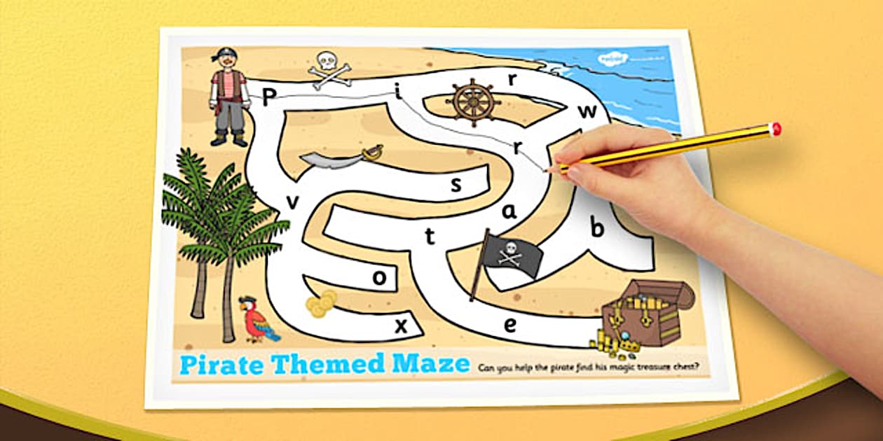 Pirate Themed Maze Worksheet / Worksheet