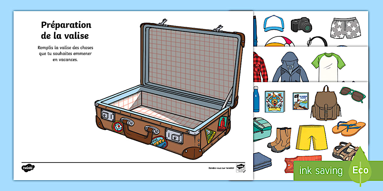 Activité de découpage et collage : La valise - Twinkl