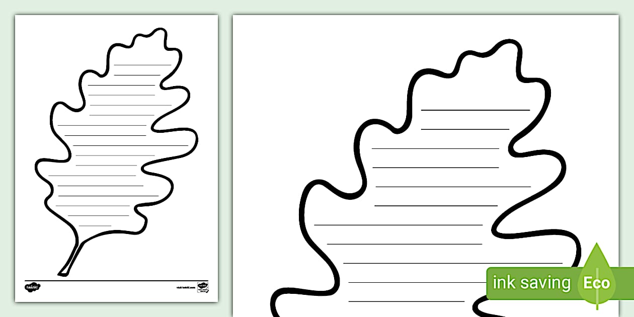 Oak Leaf Writing Frame Template, Oak Leaf - Twinkl