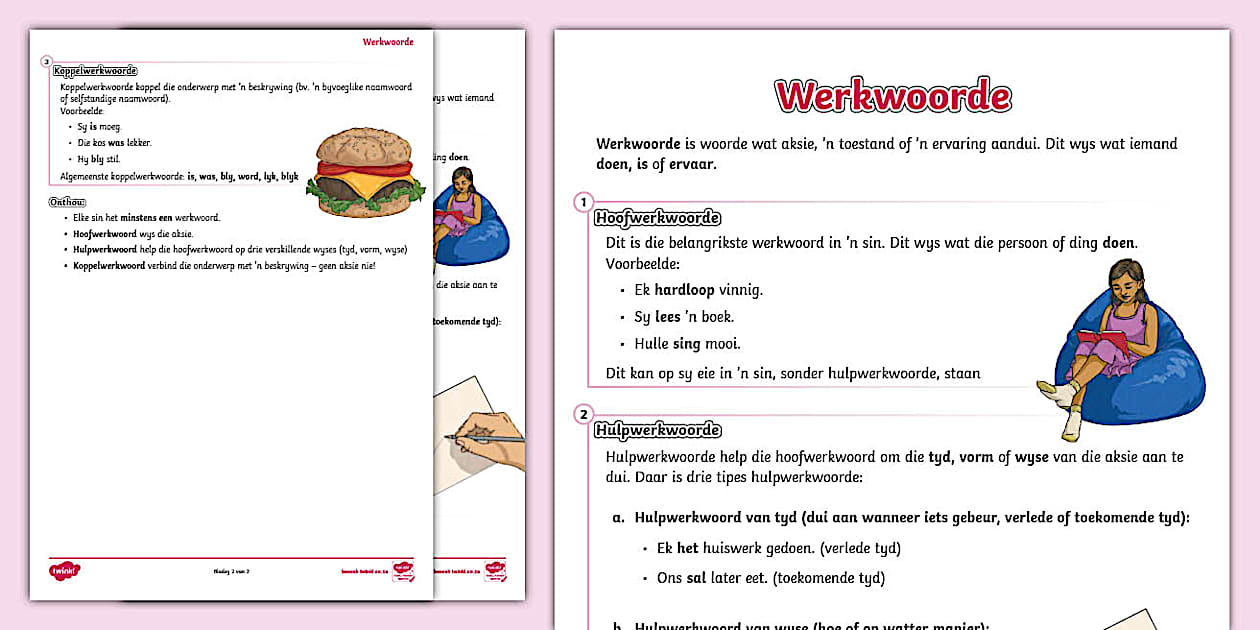 Graad 4 Werkwoorde Opsomming (teacher made) - Twinkl