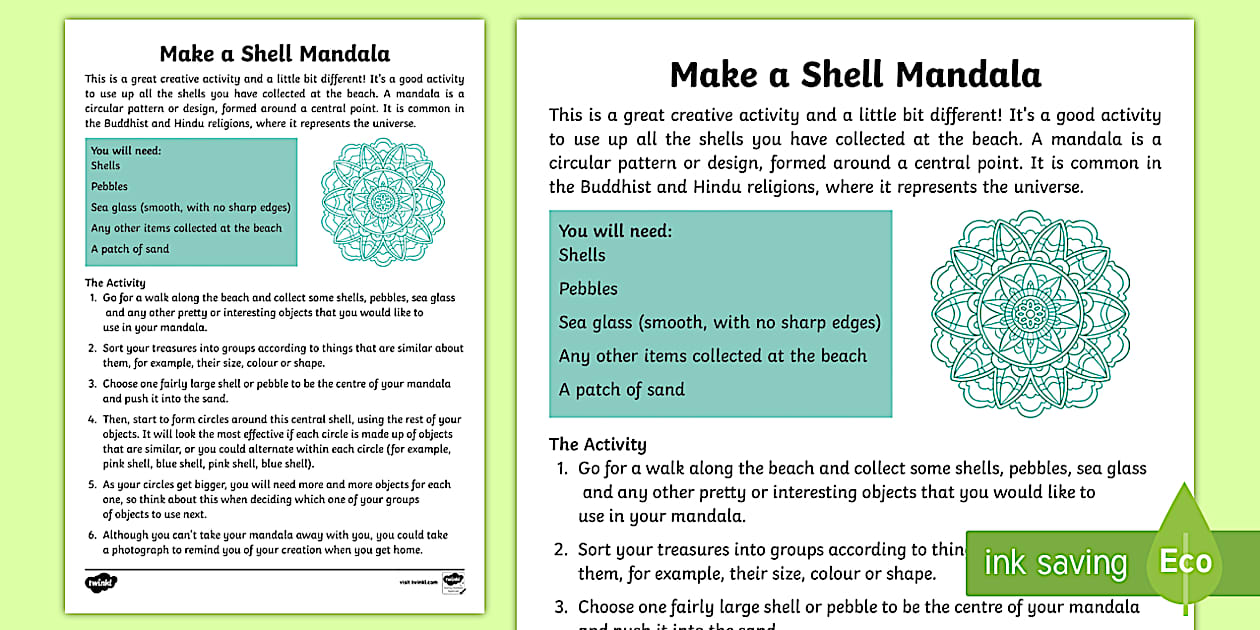 Make a Shell Mandala Instructions (Hecho por educadores)