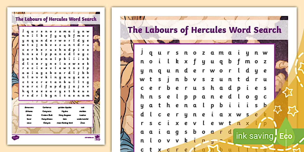 Labours of Hercules Word Search (Ages 7 - 11) (teacher made)