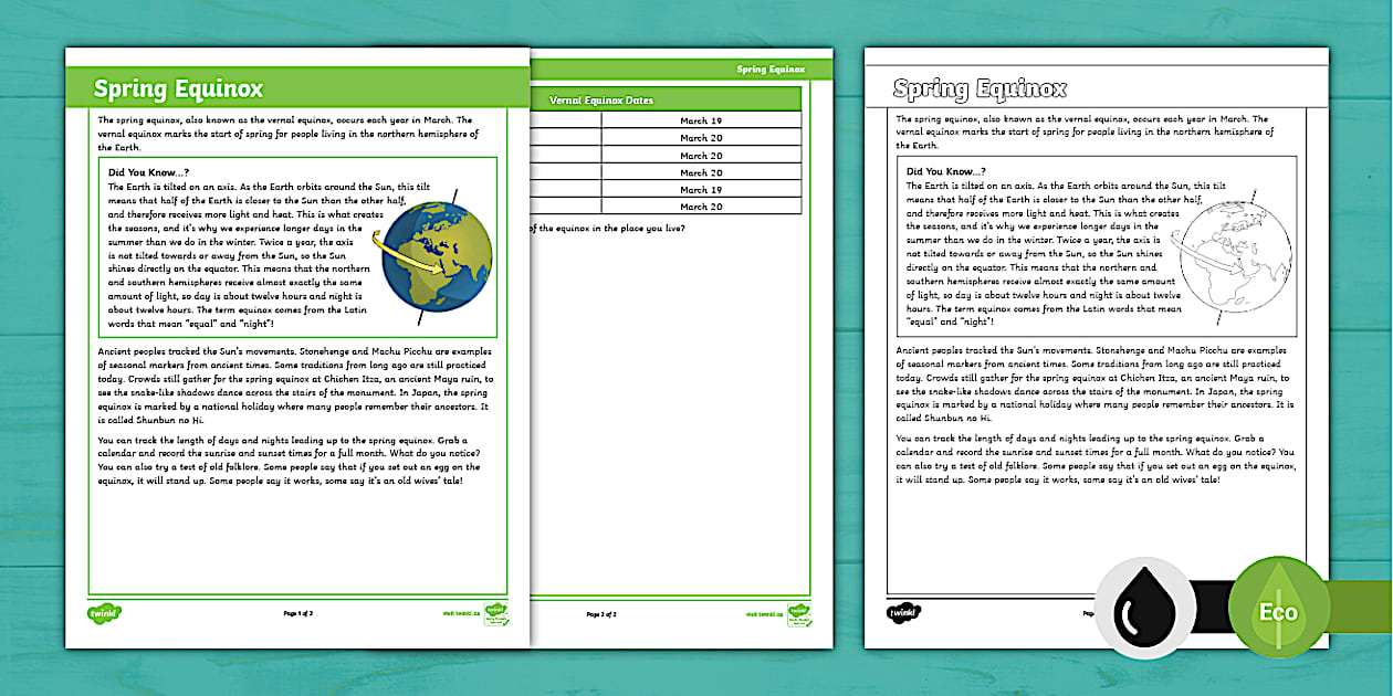 Spring Equinox Fact File (teacher made) - Twinkl