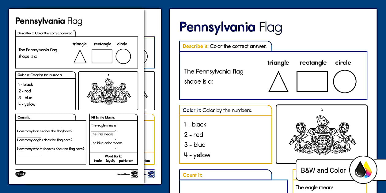 Pennsylvania Flag Investigation Worksheet (teacher made)