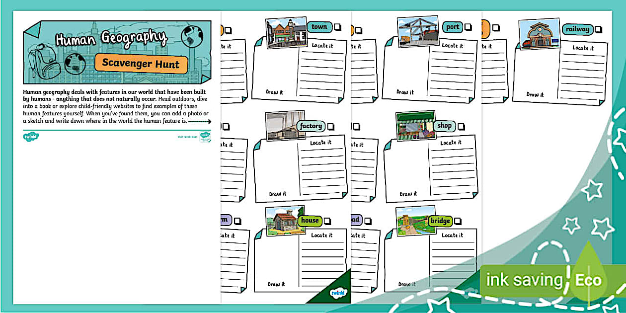 Human Geography Scavenger Hunt (Ages 5 - 7)