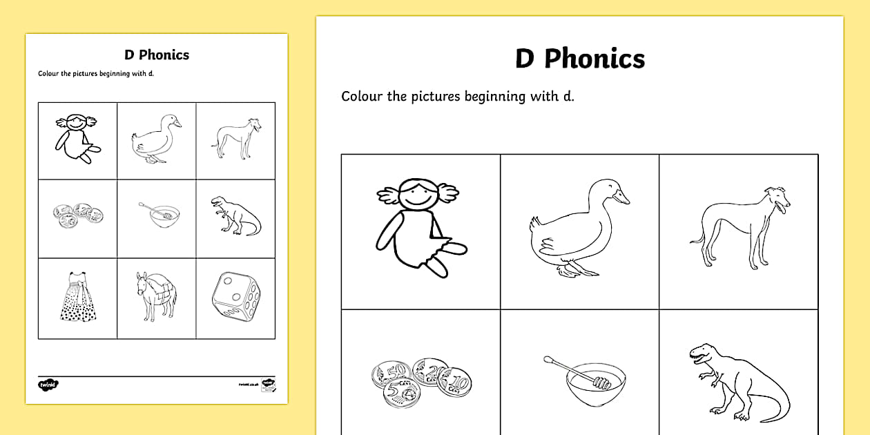 d Phonics Colouring Worksheet / Worksheet - Twinkl