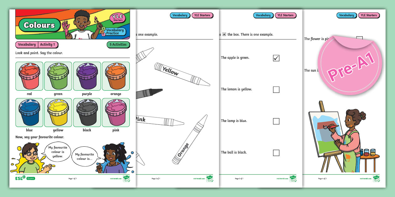 YLE Starters - Vocabulary Activity Sheet (Colours) [Pre-A1]