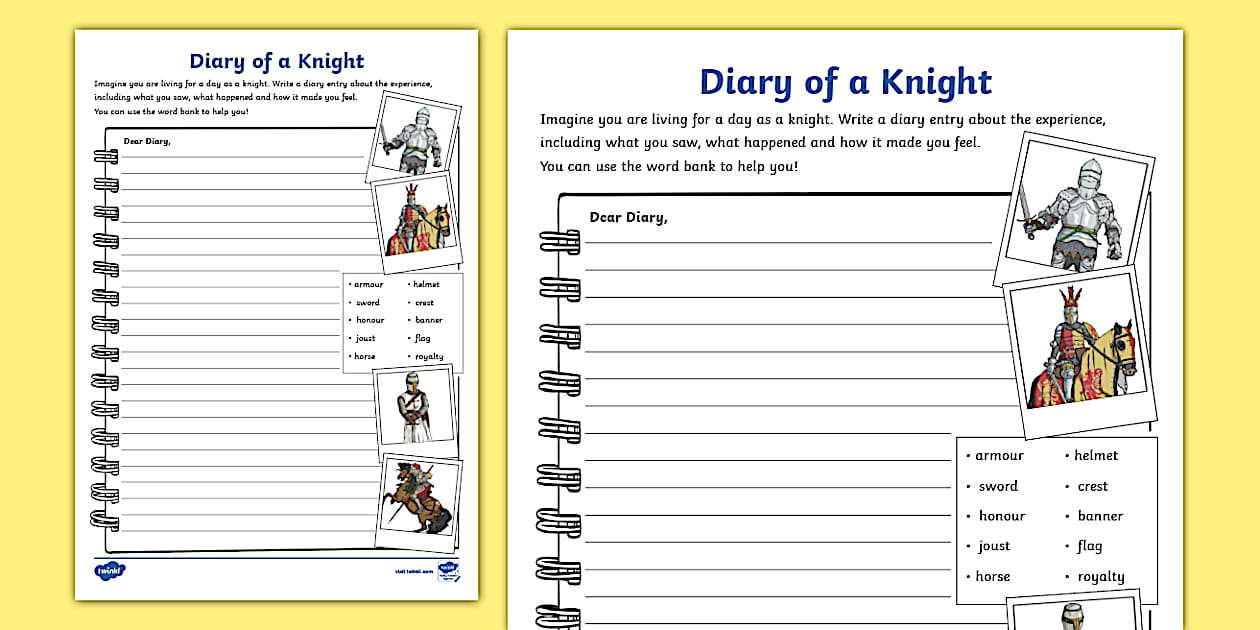 Diary of a Knight Writing Frame (teacher made) - Twinkl