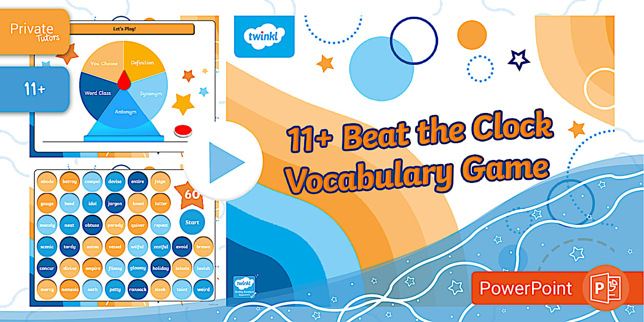 * NEW * 11+ Beat the Clock Vocabulary Game PowerPoint