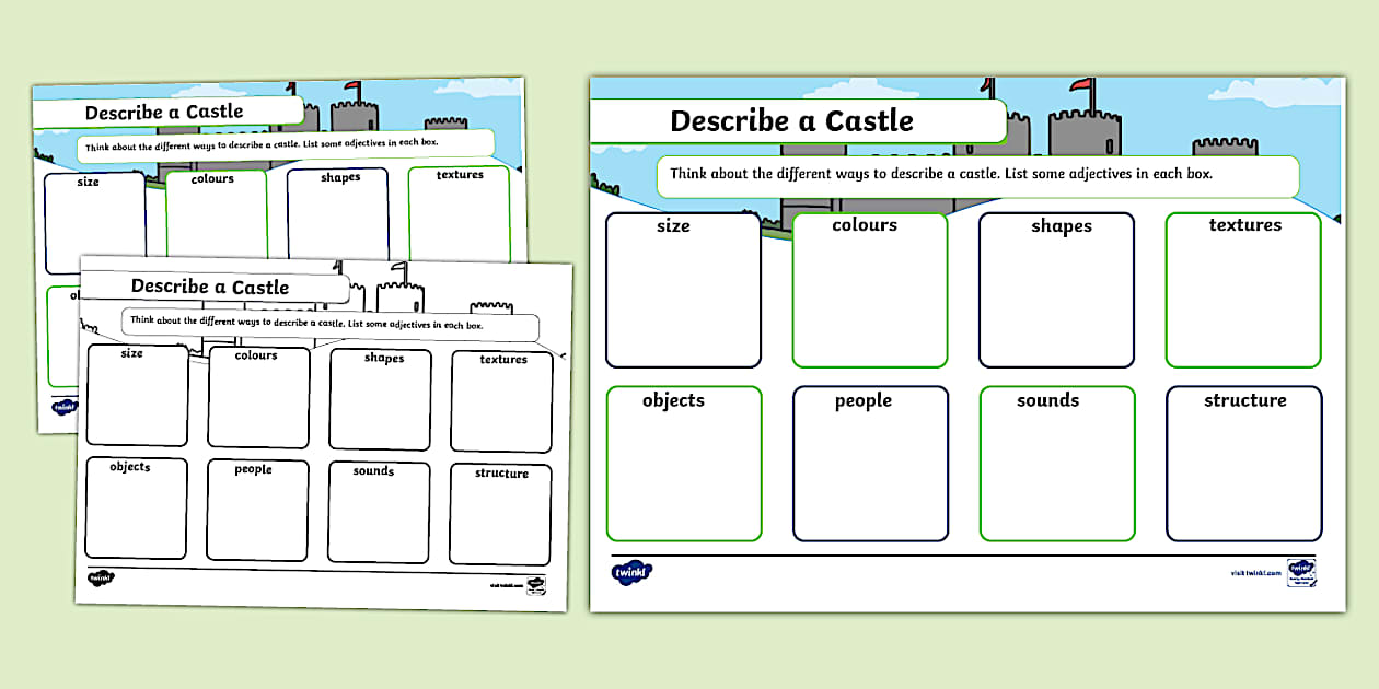 KS1 Castle Adjectives Worksheet (teacher made) - Twinkl
