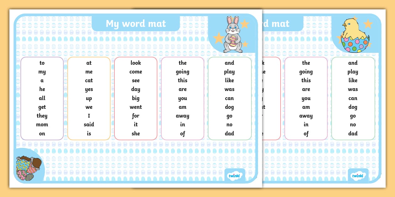 Easter Themed Word Mat (teacher made) - Twinkl
