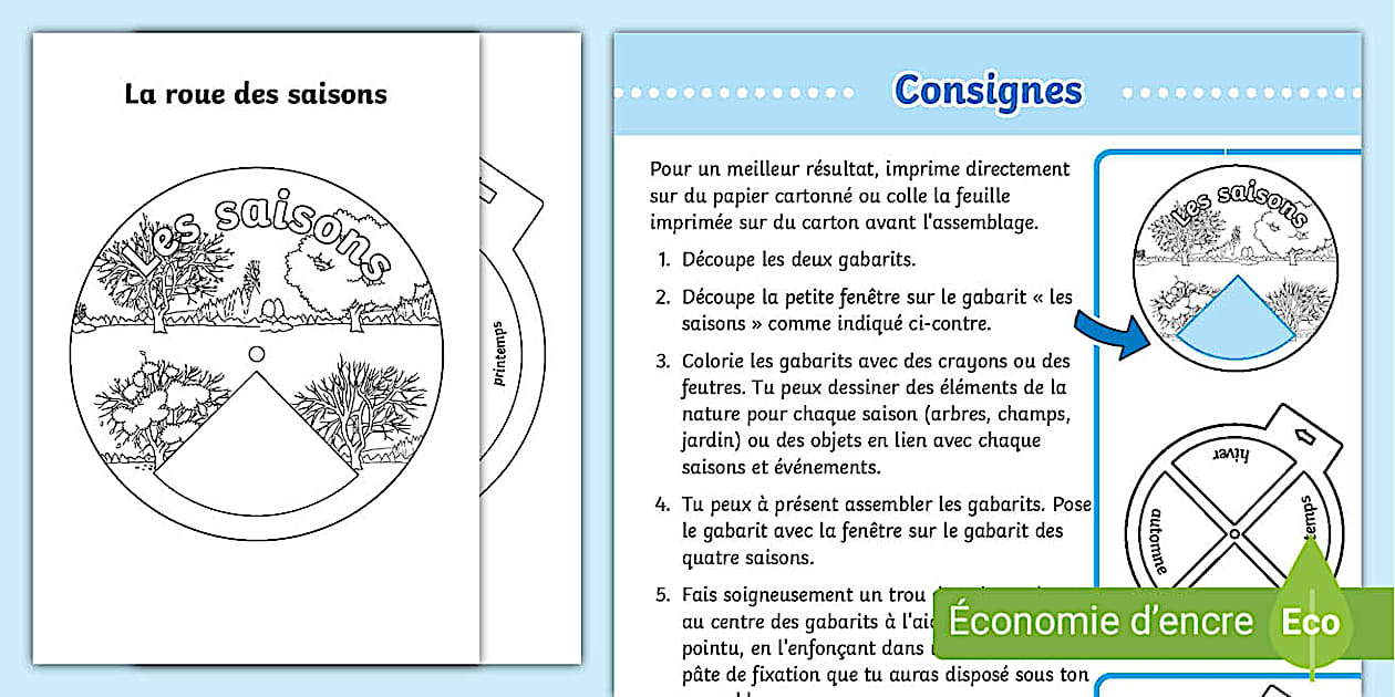 La roue des saisons à colorier et assembler (teacher made)