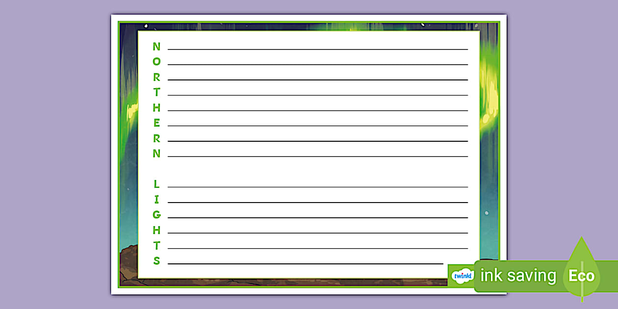 Northern Lights Acrostic Poem Template (Teacher-Made)