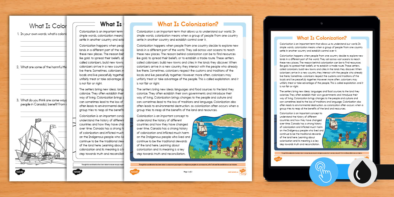 FREE! - What Is Colonization? Reading Comprehension - Twinkl