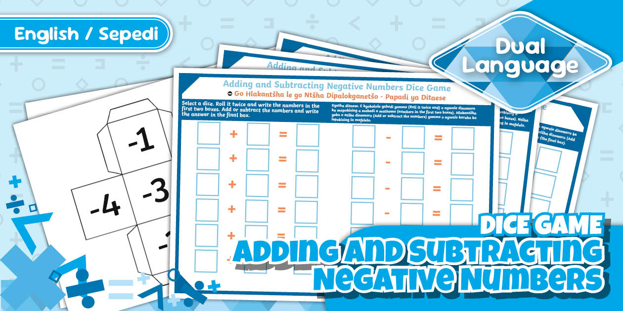 Grade 7 Maths Adding, Subtracting Negative Numbers Dice Game