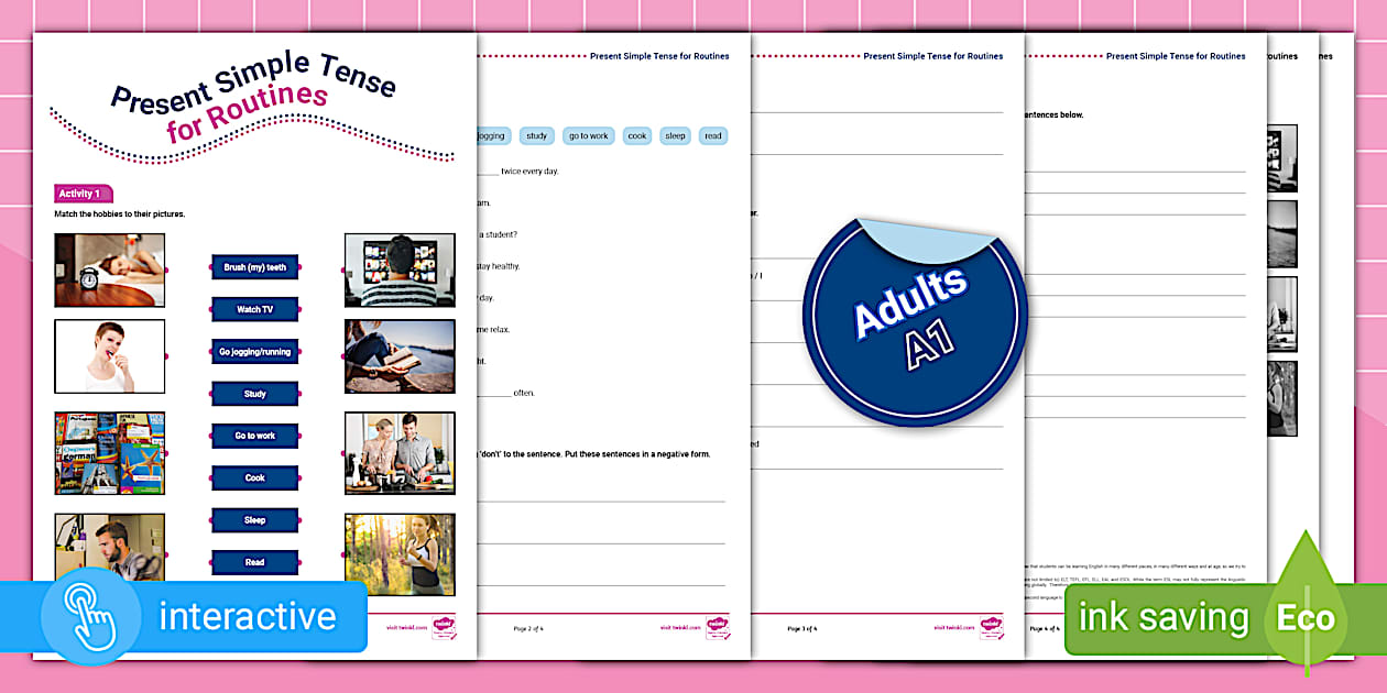 ESL Simple Present Grammar Sheet [Adults, A1] (teacher made)