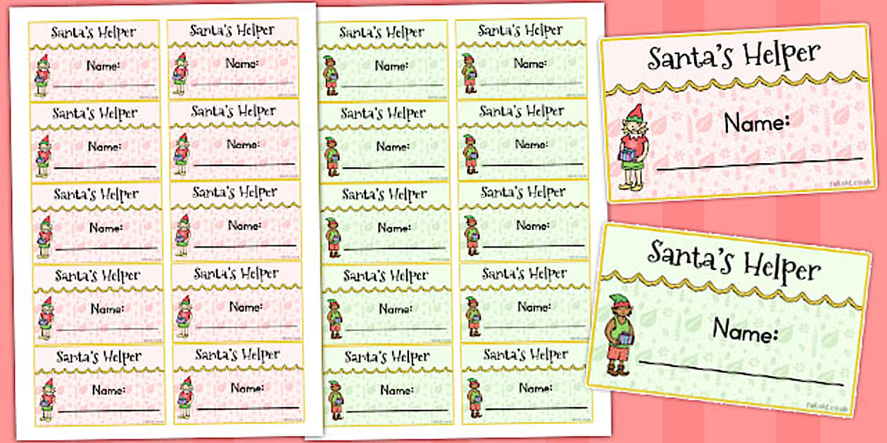 Editable Santa’s Little Helper Badges - Parents - Christmas