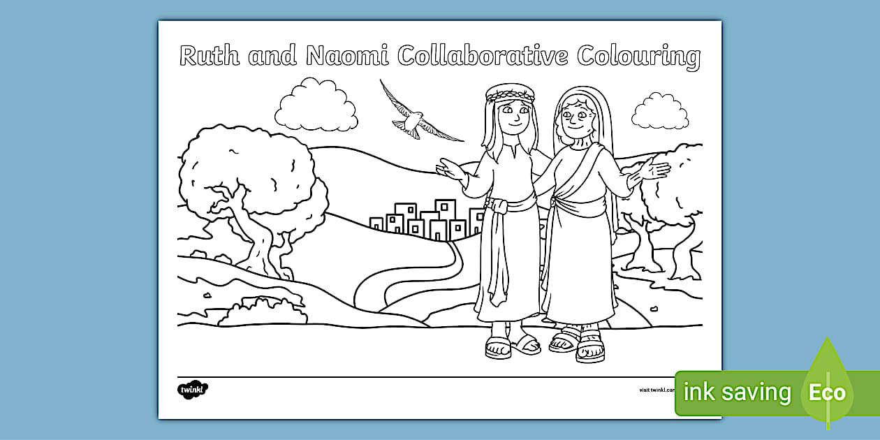 KS1 Ruth and Naomi Collaborative Colouring Sheets - Twinkl