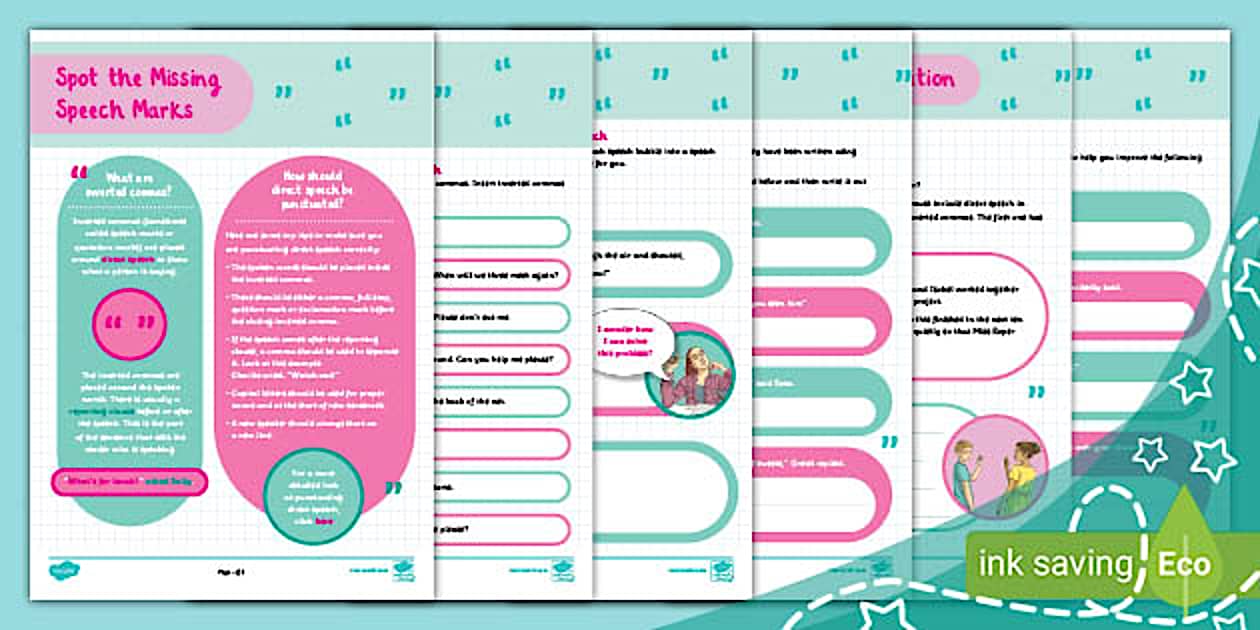 Speech Marks Worksheets - Teaching Resources (teacher made)