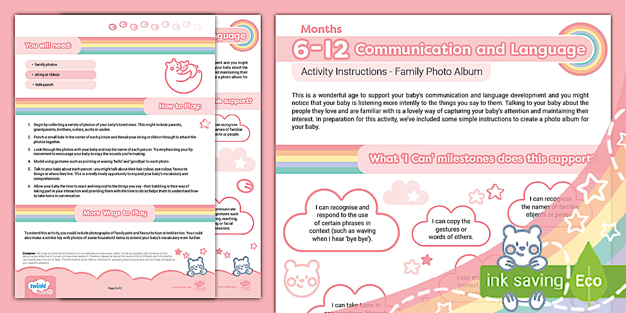 6-12 Months Communication and Language - Family Photo Album