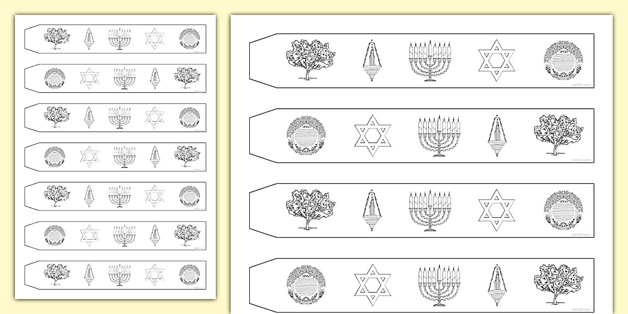 Jewish Symbols Colouring Paper Chains (Teacher-Made)