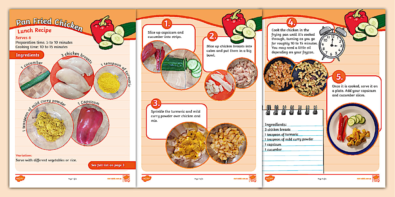 Pan Fried Chicken Lunch Recipe | EYLF Food and Cooking