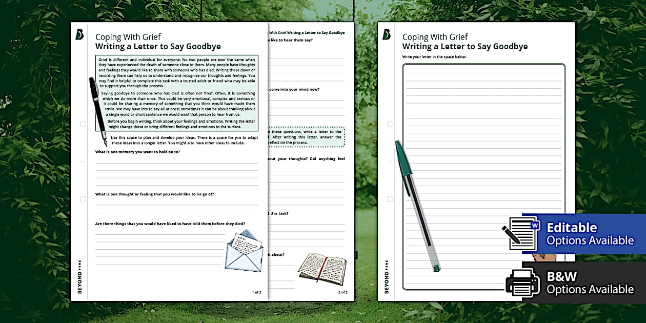 Coping with Grief: Letter Writing Activity (teacher made)