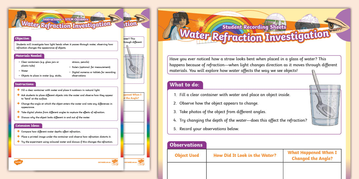 STEM Outdoors: Water Refraction Investigation - Twinkl