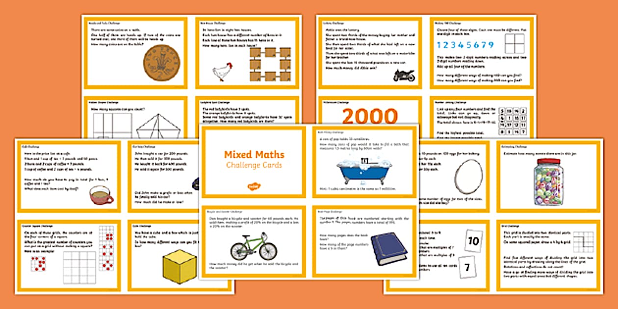 UKS2 Busy Box Mixed Maths Challenge Cards - Twinkl