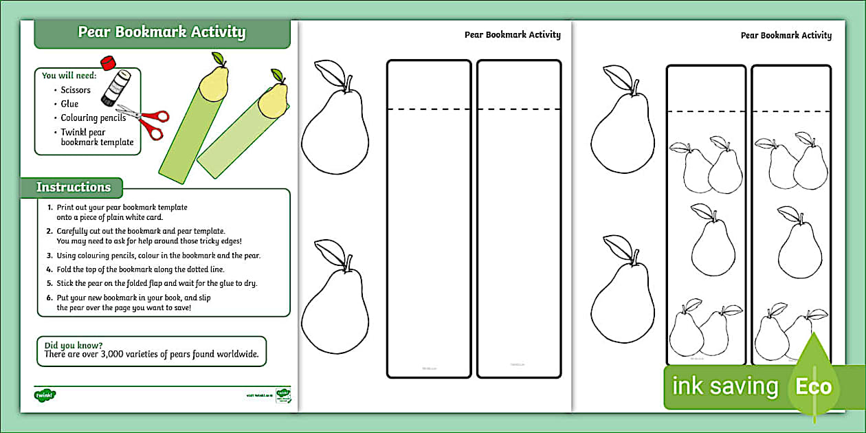 Pear Bookmark Craft Activity | Twinkl KS1 Craft - Twinkl