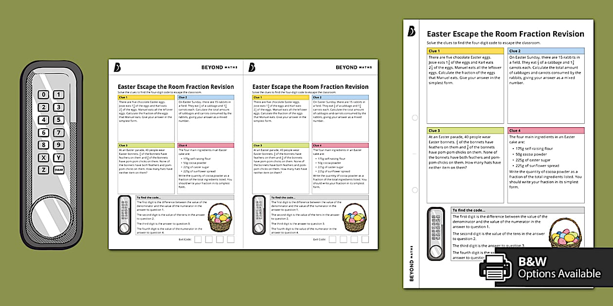 👉 Easter Escape the Room Fraction Revision (teacher made)