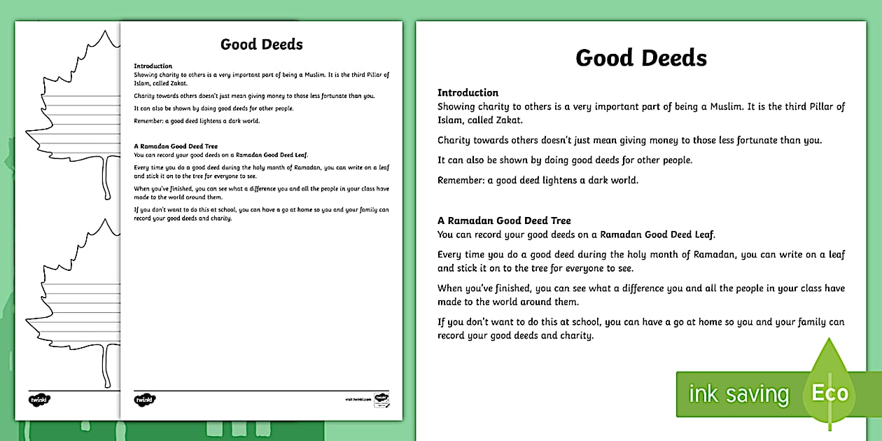 Ramadan Good Deed Leaves (teacher made) - Twinkl