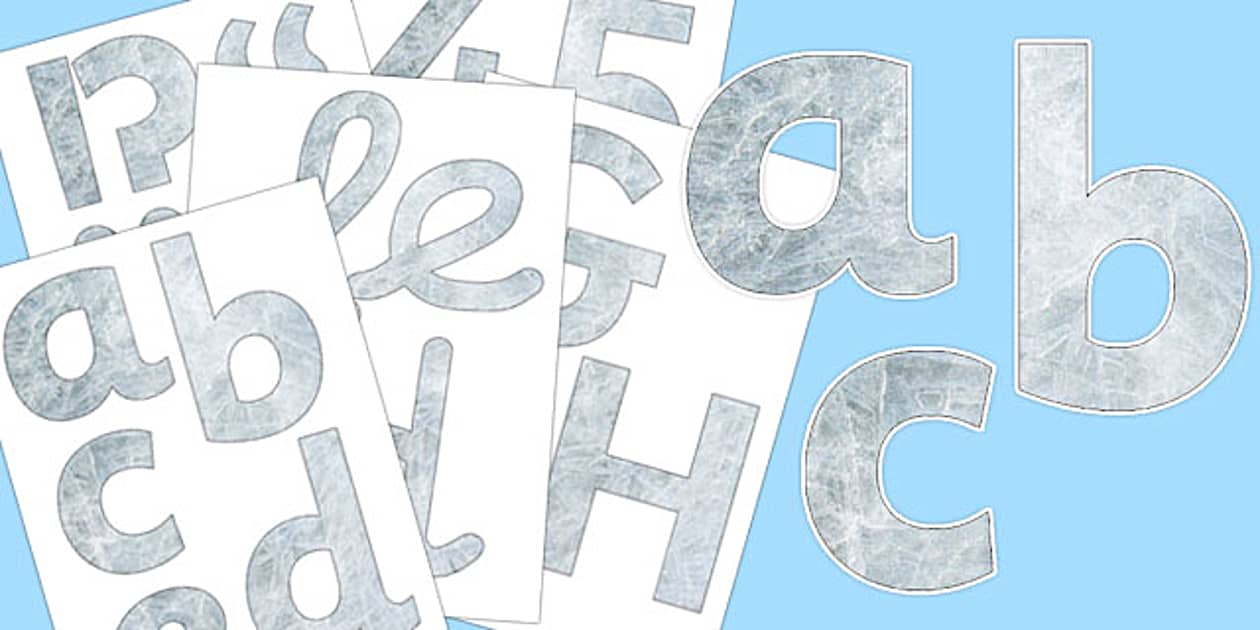 Editable Ice Texture Display Letters and Numbers Pack