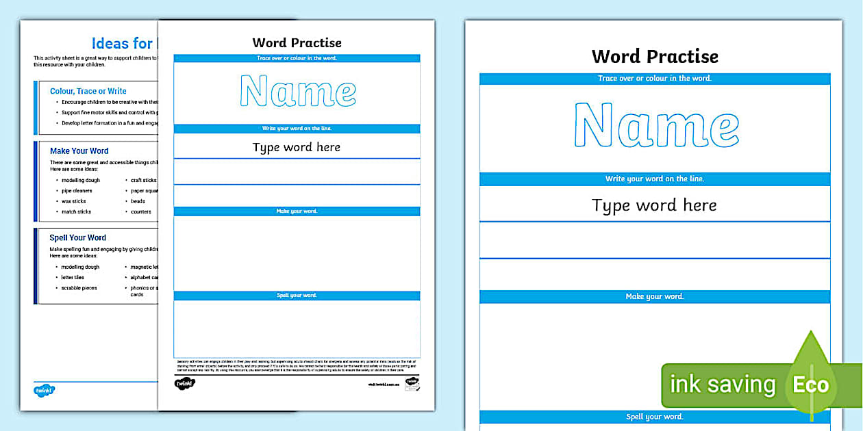 Read it, Write it, Make it: Multisensory Activity Sheet